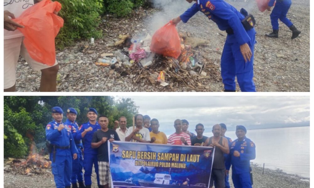 Kolaborasi Polairud dan Masyarakat Bersihkan Pantai Tanjung Kuako ...